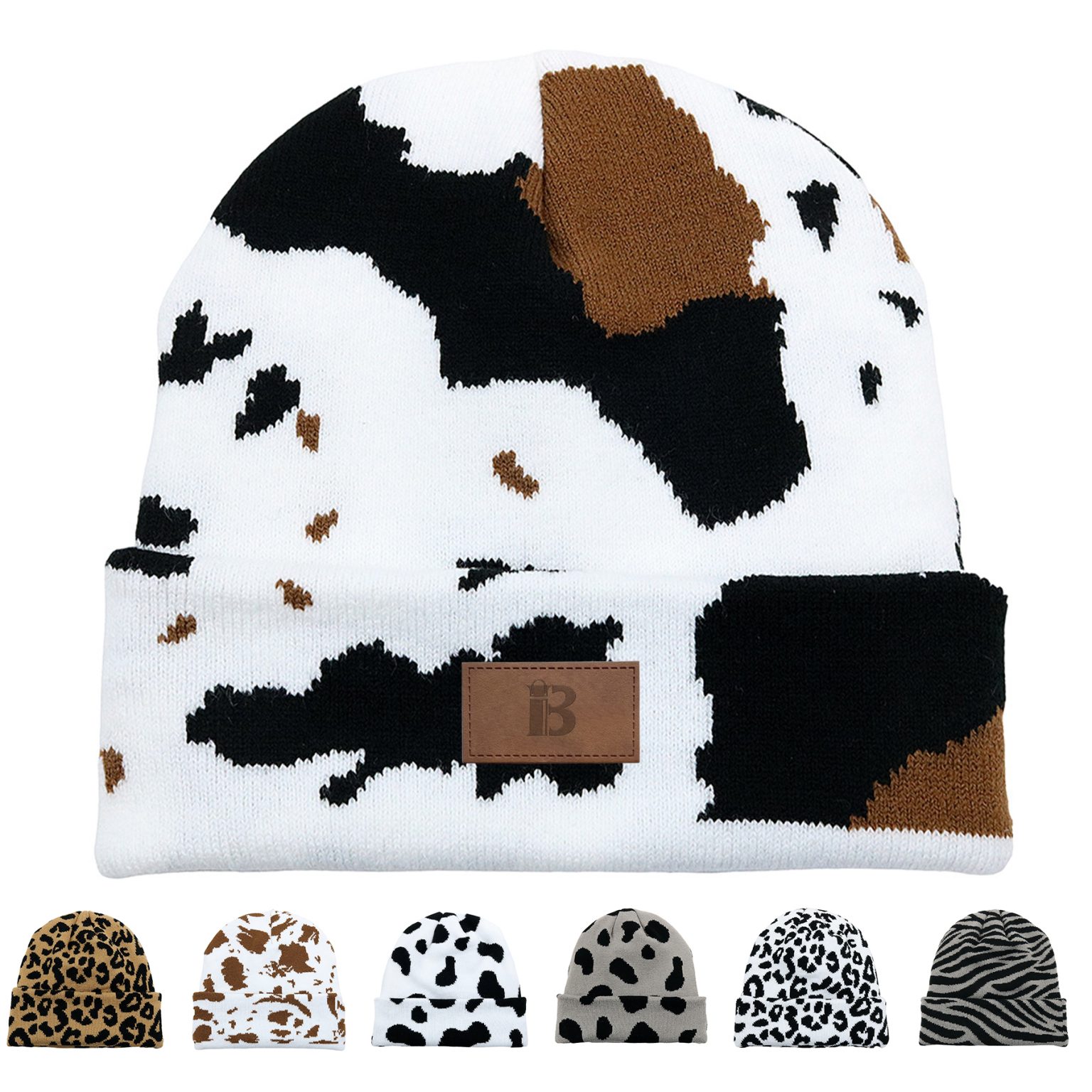 Spotted Knit Cap Cow Stripes Beanie - Promo Items, giveaways with ...