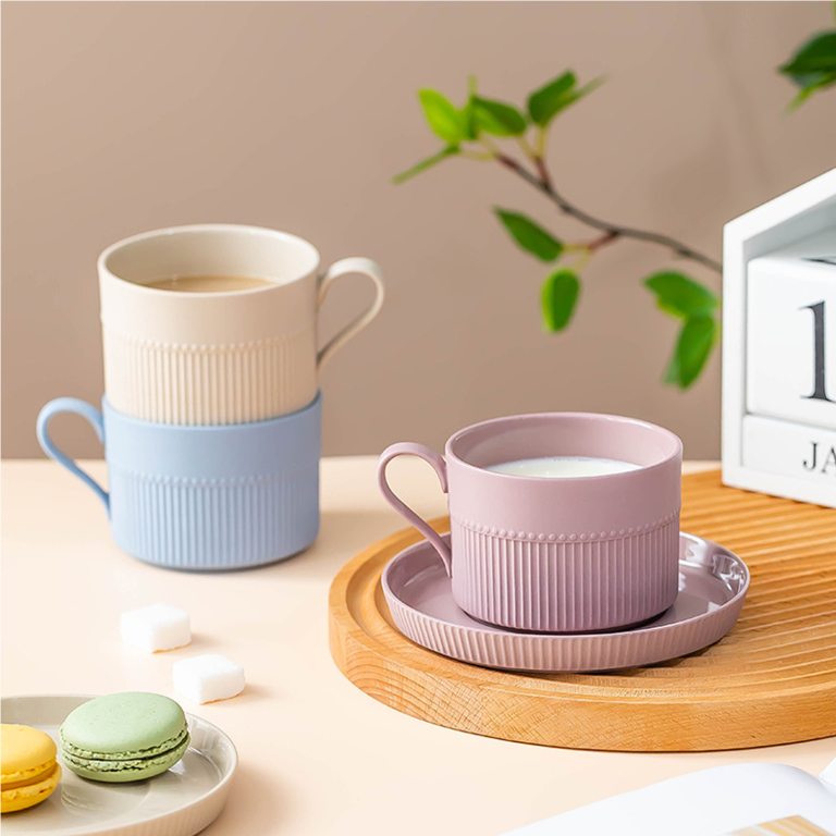 11oz Ear Handle Ceramic Coffee Mug w/ Saucer - Promo Items, giveaways ...